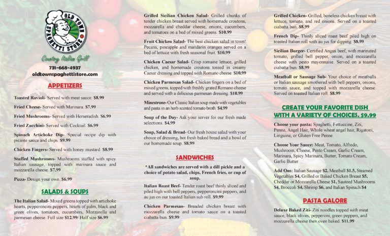 Menu - Old Town Spaghetti Store
